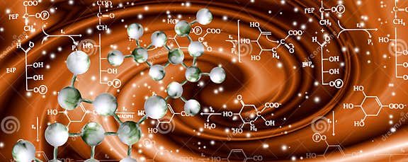 Molecular Structure on Swirling Chocolate Brown Background Stock ...