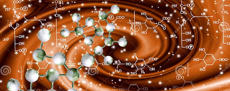 Molecular Structure on Swirling Chocolate Brown Background Stock ...