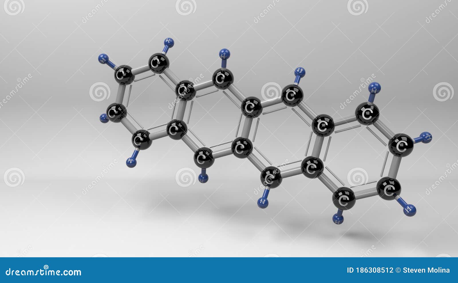 Tetracene Molecule 3D Illustration. Stock Illustration - Illustration ...
