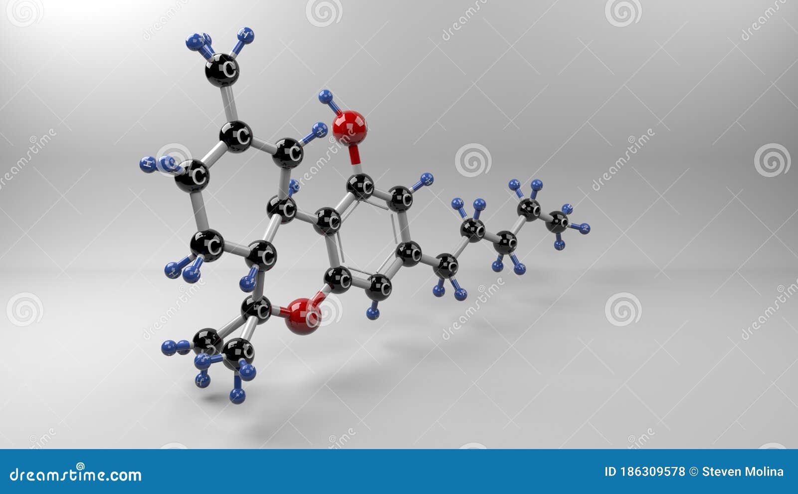 Tetrahydrocannabinol 3D Molecule Illustration. Stock Illustration ...