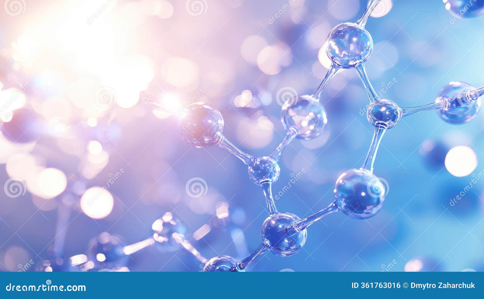 Molecular Structure Visualization With Blue Transparent Spheres Stock ...
