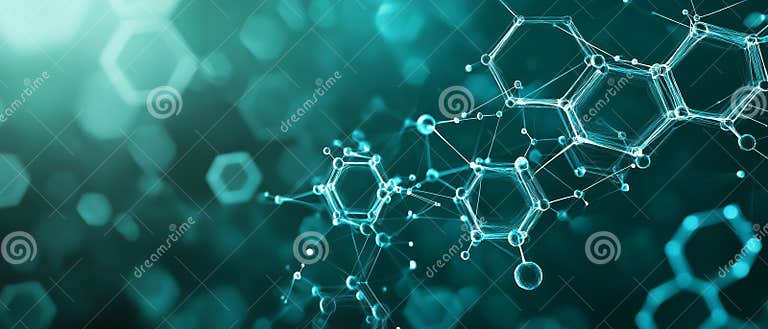 Molecular Structure Visualization in a Turquoise Blue Background with ...