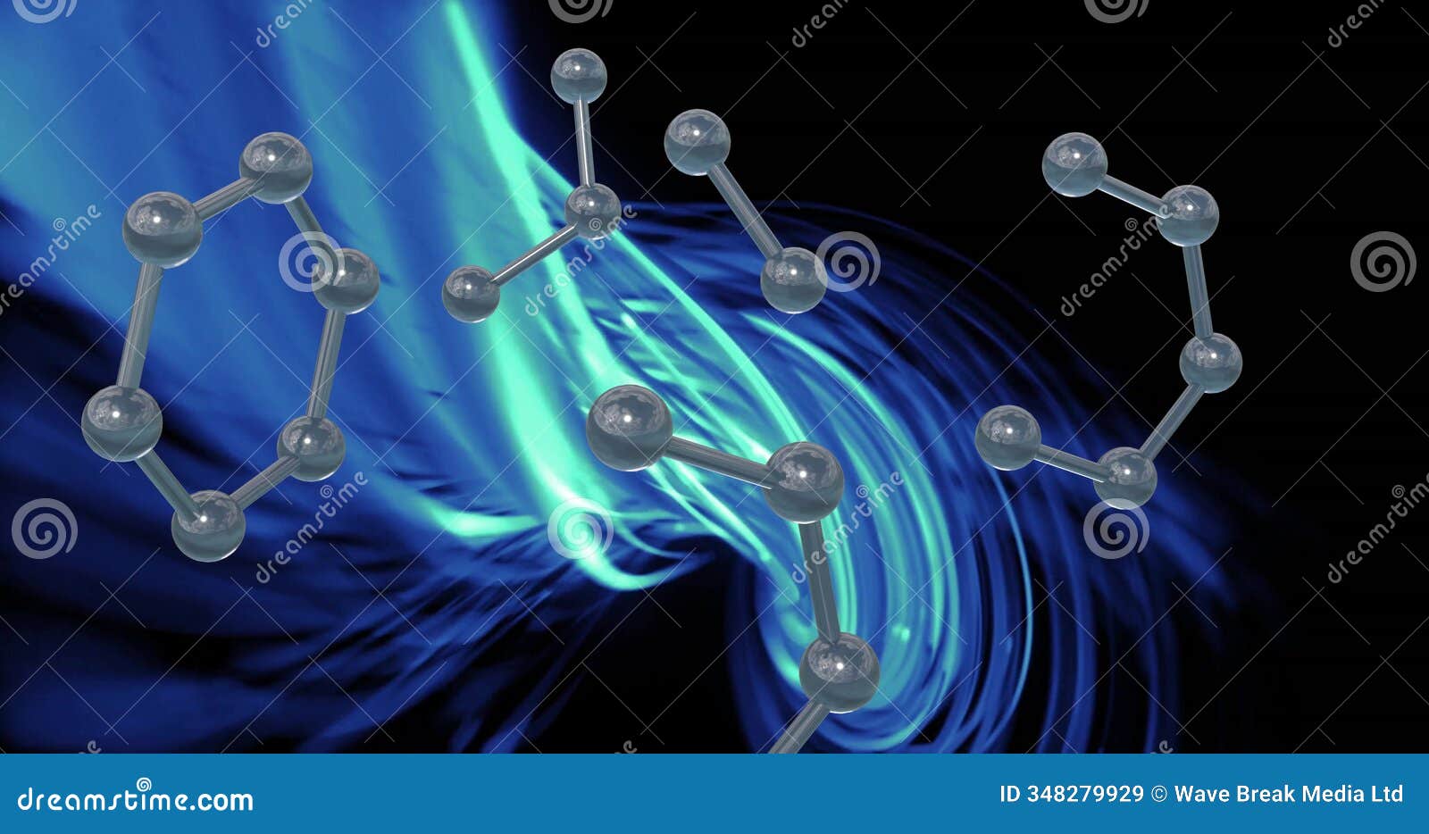 Molecular Structures and Blue Light Waves, Scientific Image Stock Image ...