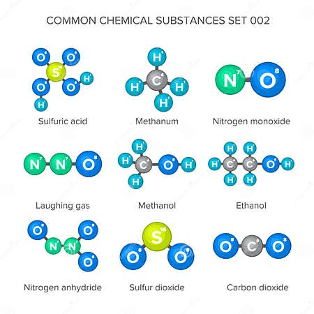 Molecular Structures of Common Chemical Substances Stock Vector ...