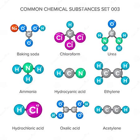 Molecular Structures of Common Chemical Substances Stock Vector ...