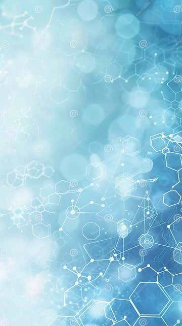 Molecular Structures and Hexagonal Shapes on a Blue Background ...