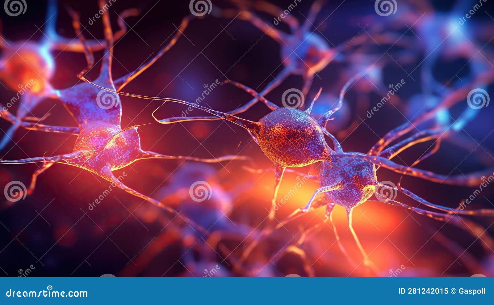 Molecular Structures. Image of Neurons in a 3d Model, Generative AI ...
