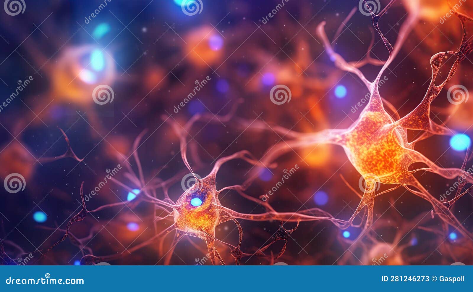 Molecular Structures. Image of Neurons in a 3d Model, Generative AI ...