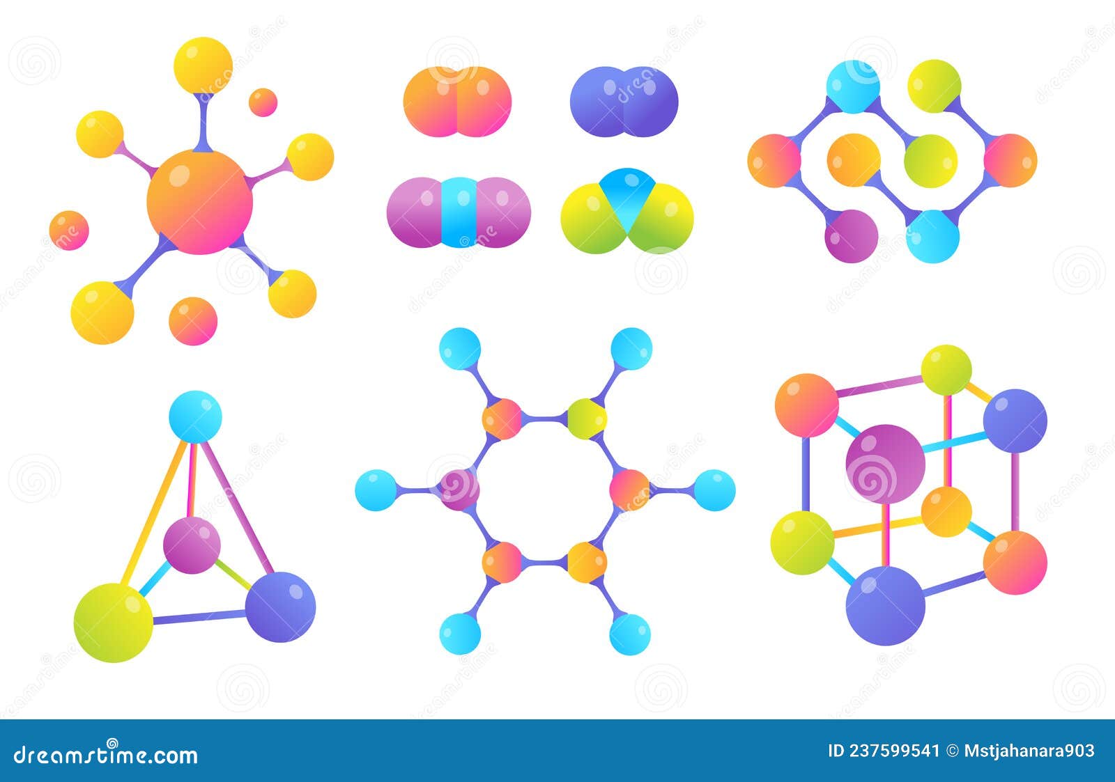 Molecular Structures Vector Illustrations Set Stock Vector ...