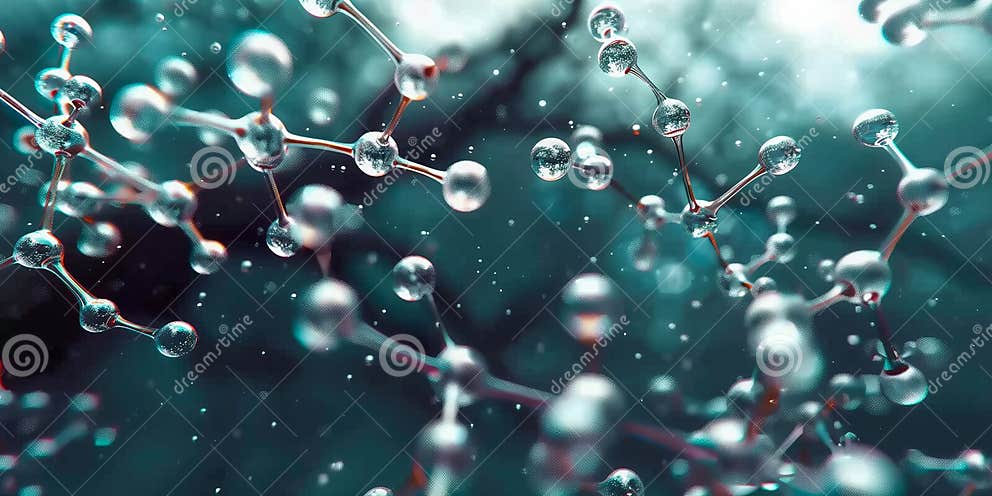 Molecular Structures and Water Drops - AI Generated Stock Illustration ...