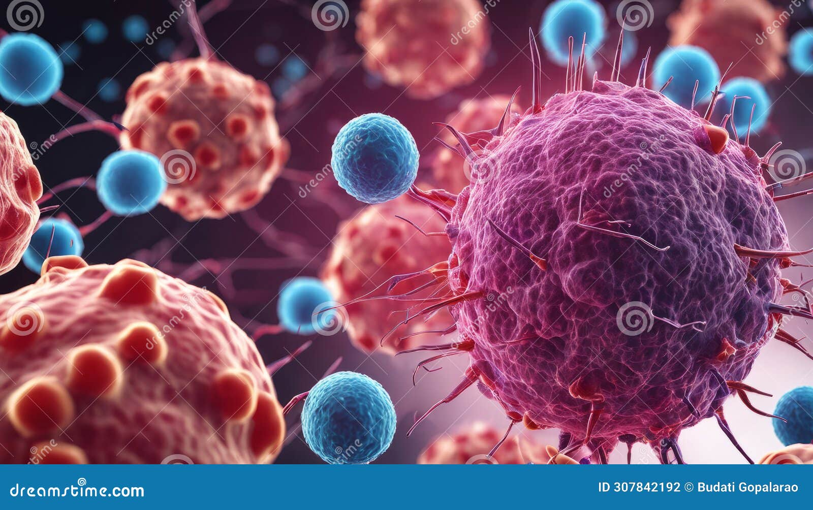 Cellular Warfare: Illustration Depicting A Malignant Cancer Cell ...