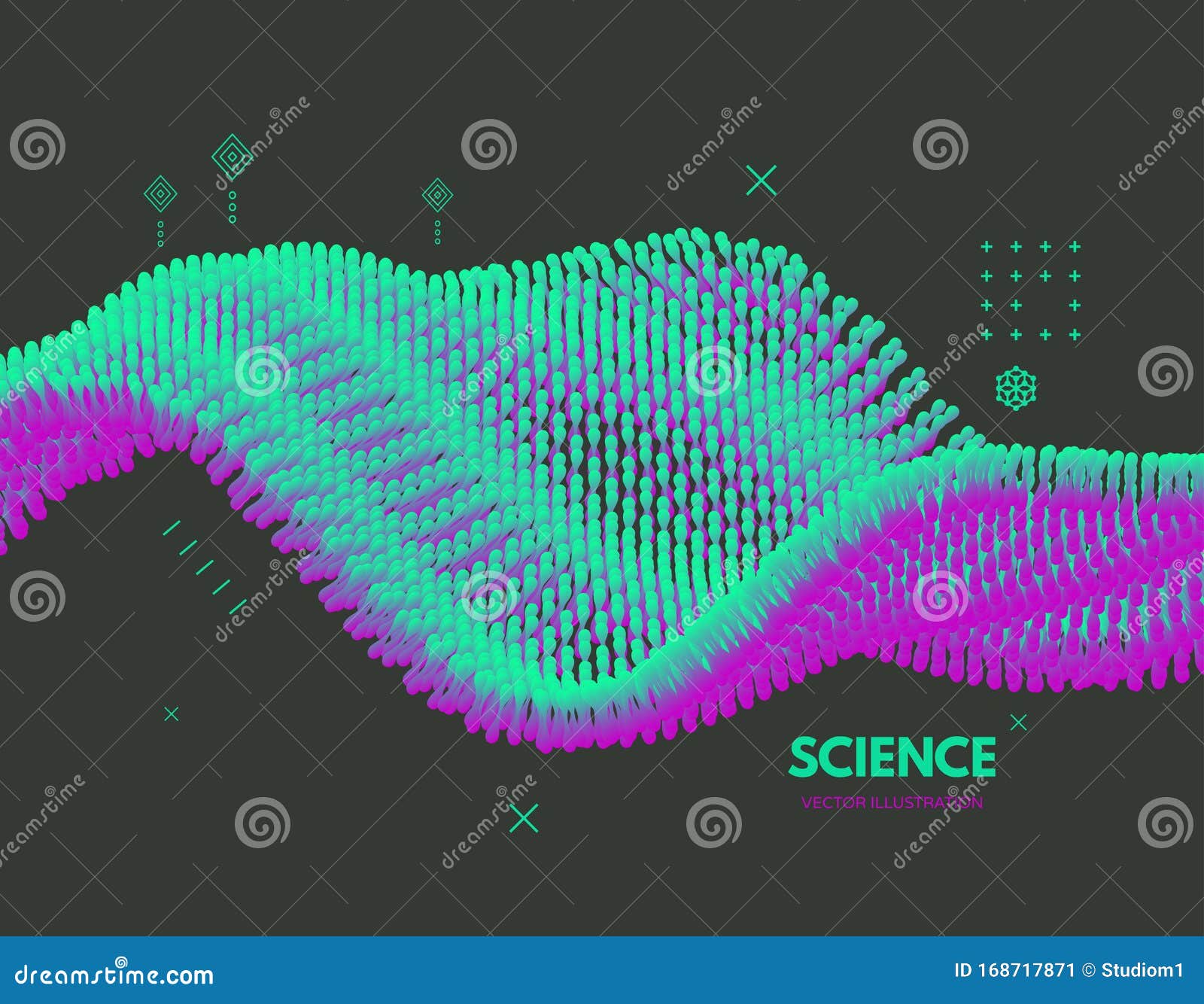 Molecular Wave. Abstract Background with Dynamic Particles. Layer of ...