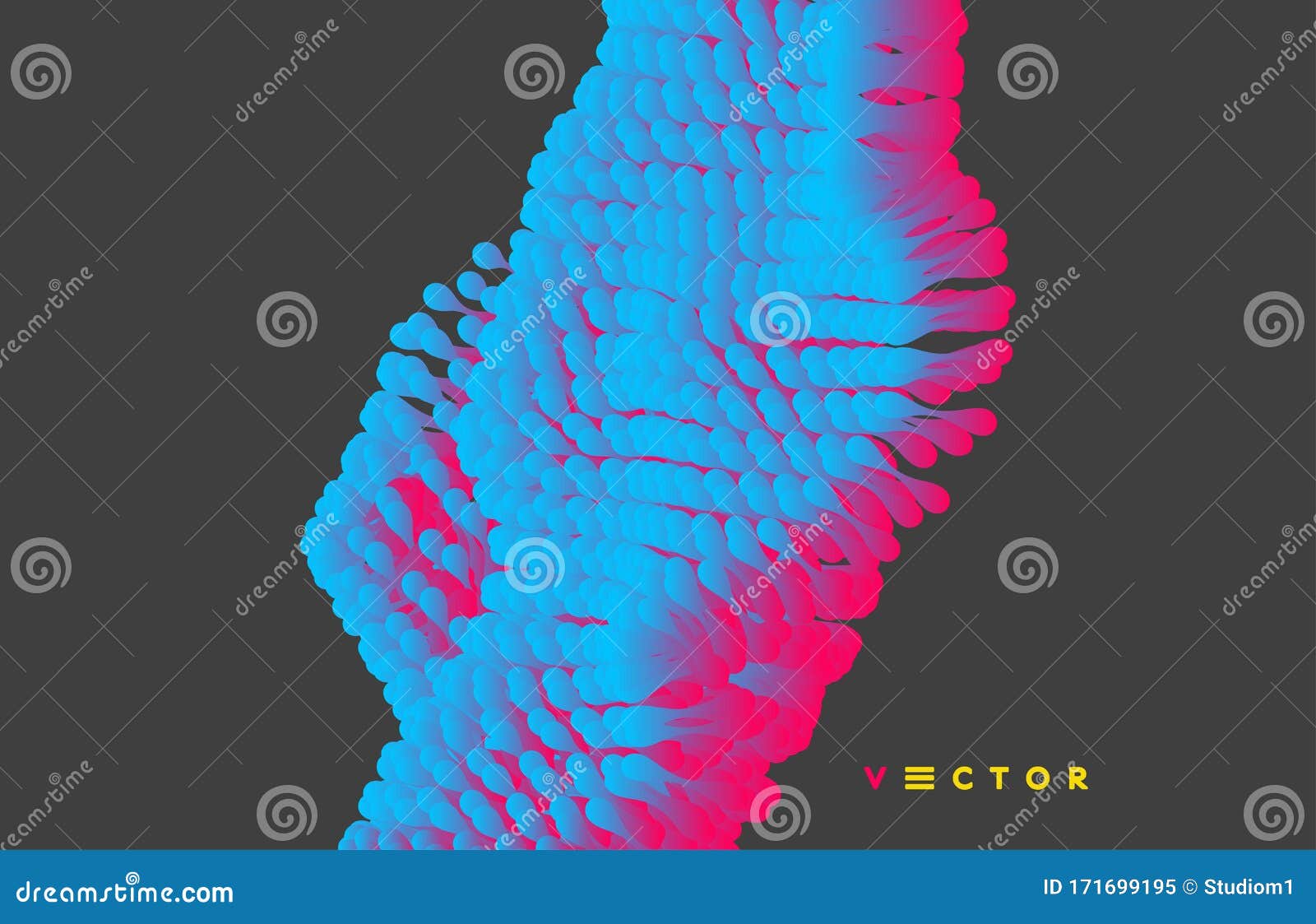 Molecular Wave. Abstract Background with Dynamic Particles. Layer of ...