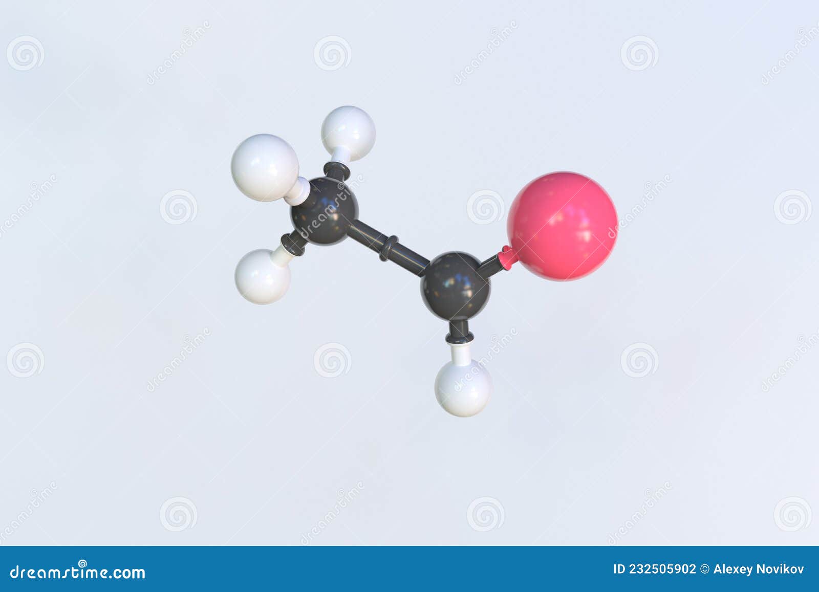 Molecule of Acetaldehyde, Isolated Molecular Model. 3D Rendering Stock ...
