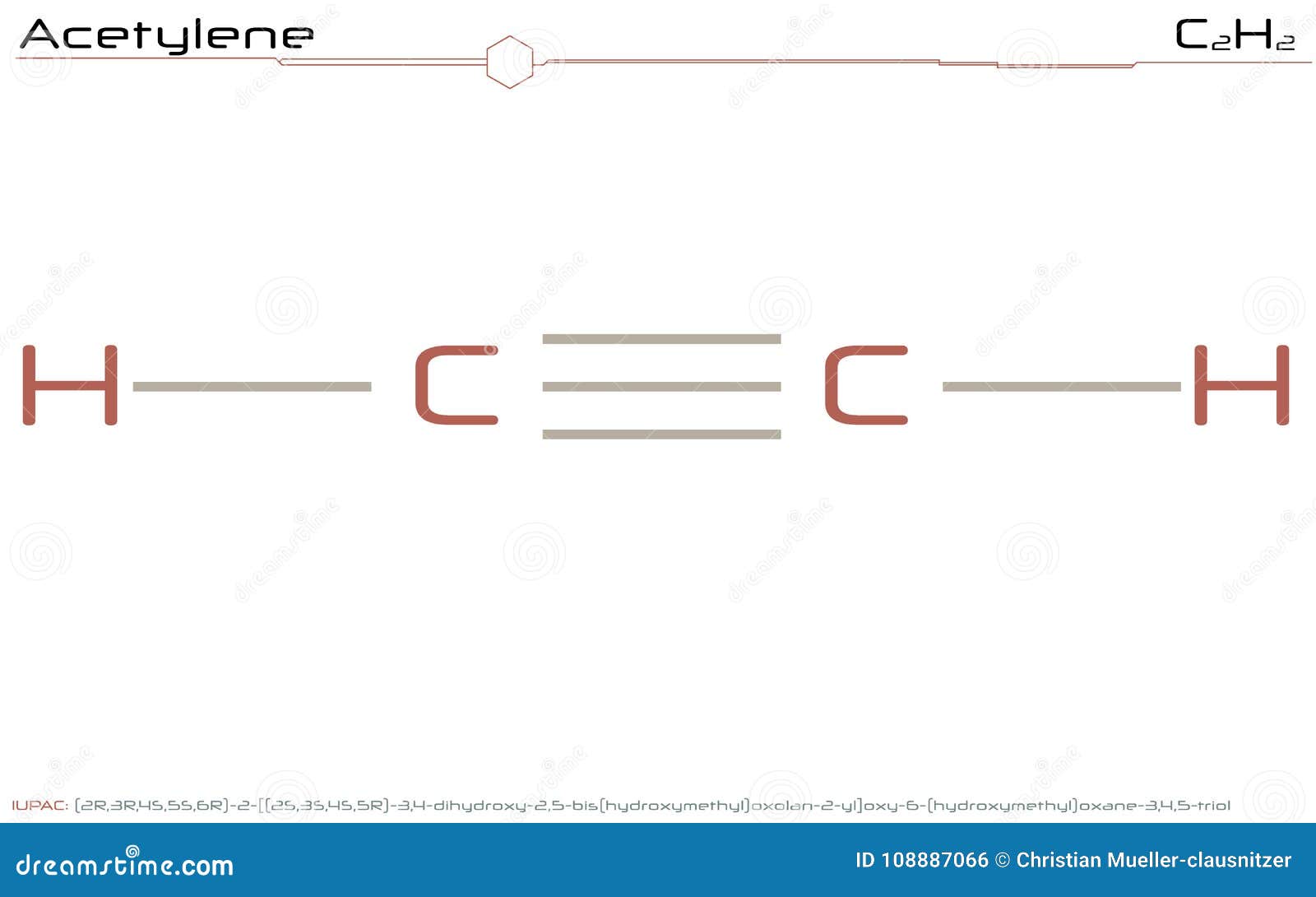 Molecule of Acetylene stock vector. Illustration of atoms - 108887066