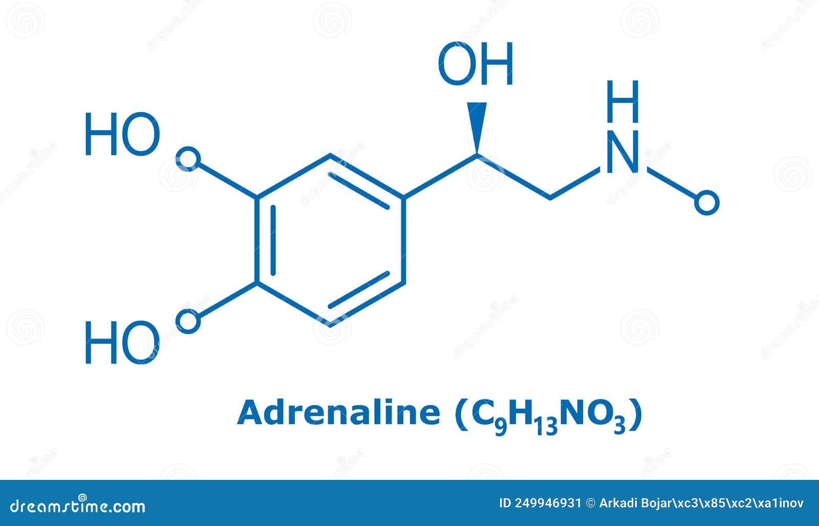 Molecule of Adrenaline, Chemical Formula Stock Vector - Illustration of ...