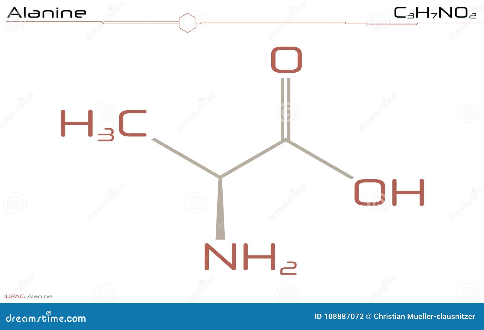 Molecule of Alanine stock vector. Illustration of biology - 108887072