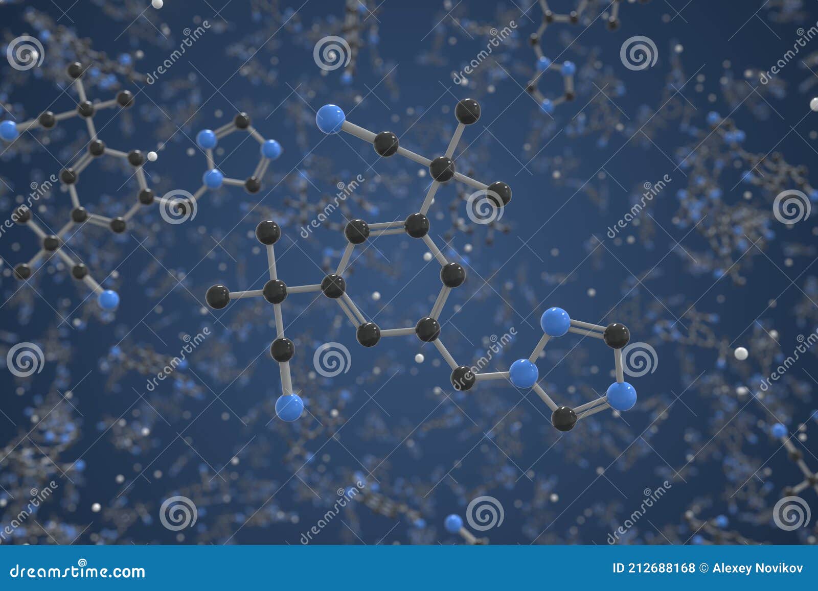 Molecule of Anastrozole. Molecular Model, Science Related 3d Rendering ...