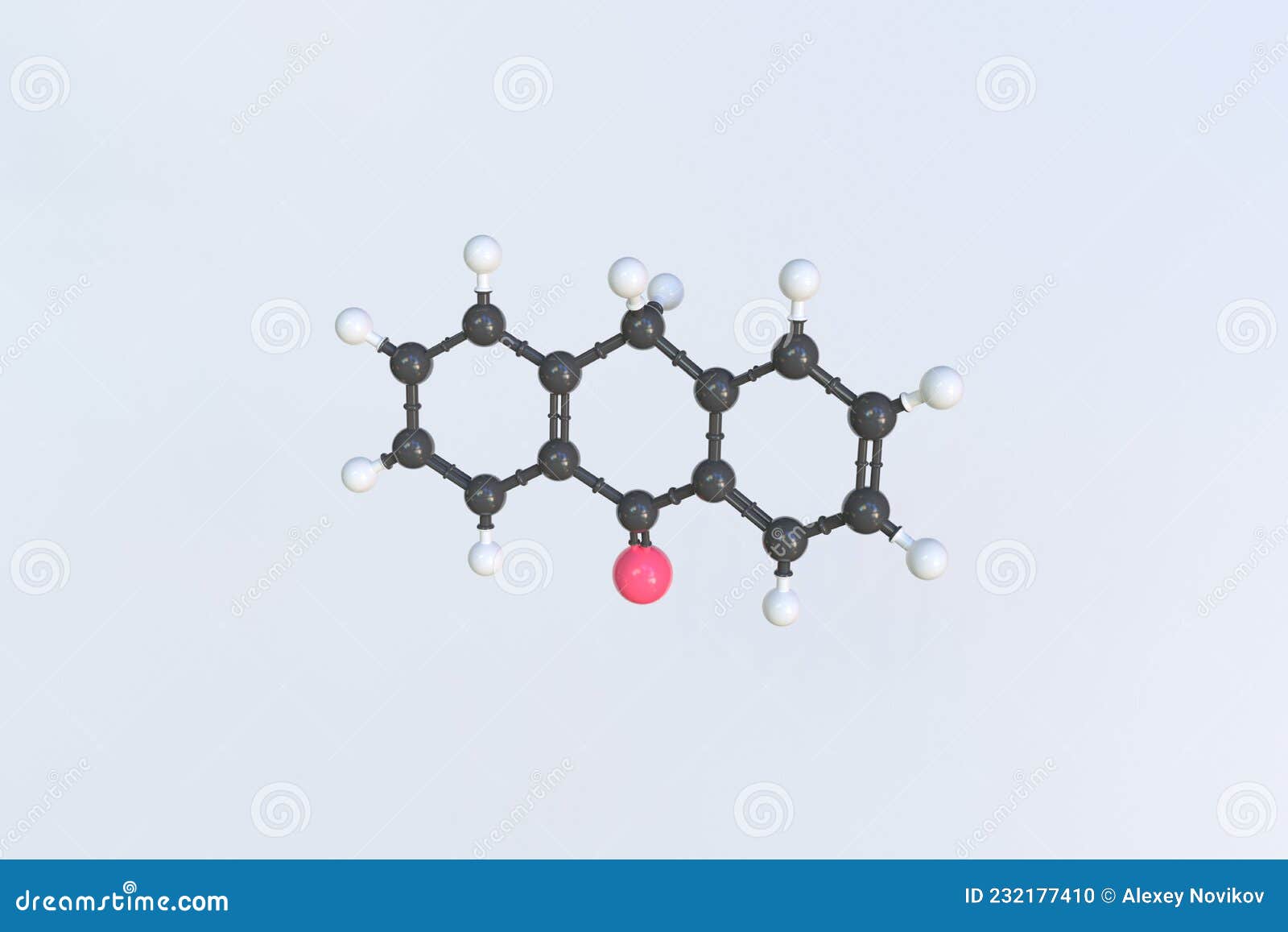 Molecule of Anthrone, Isolated Molecular Model. 3D Rendering Stock ...