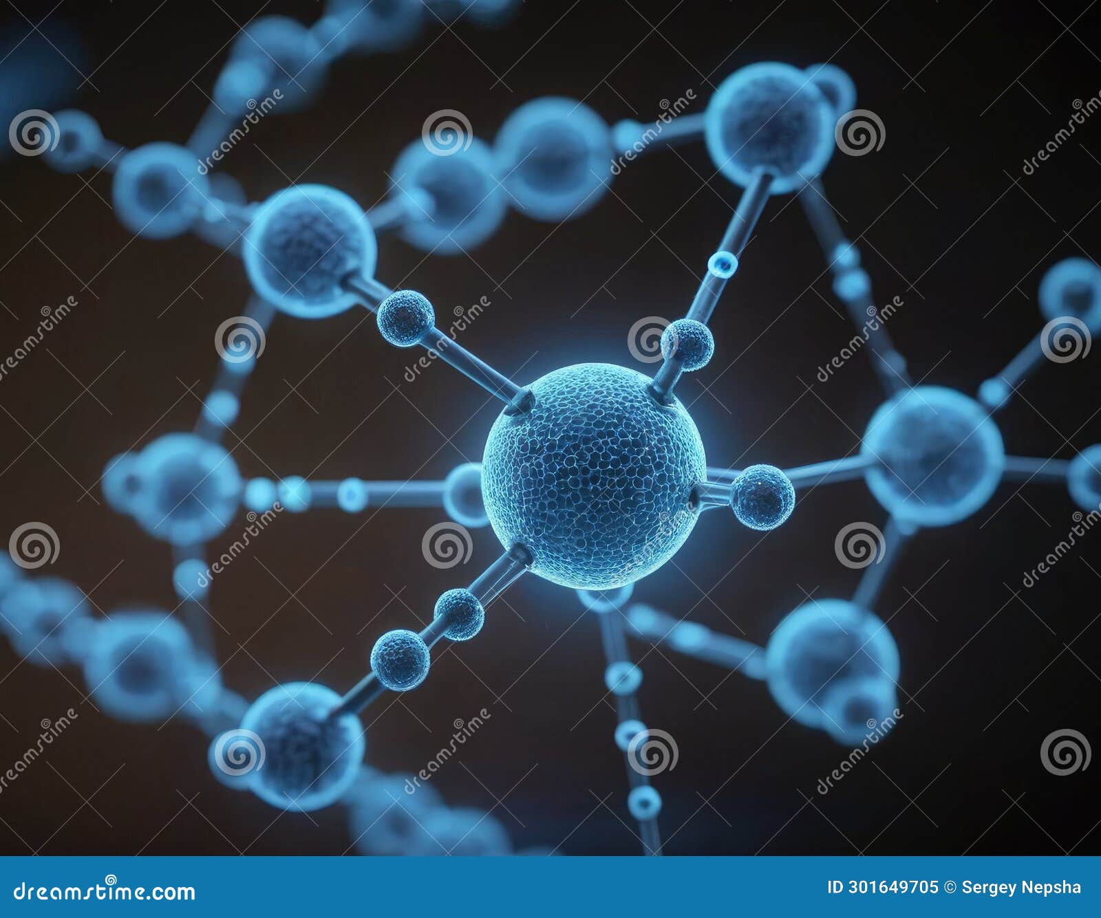 Molecule Arom Model Abstract Structure Consisting or Blue Glowing Dots ...