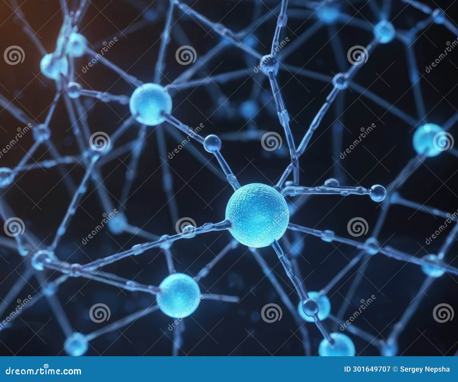 Molecule Arom Model Abstract Structure Consisting or Blue Glowing Dots ...