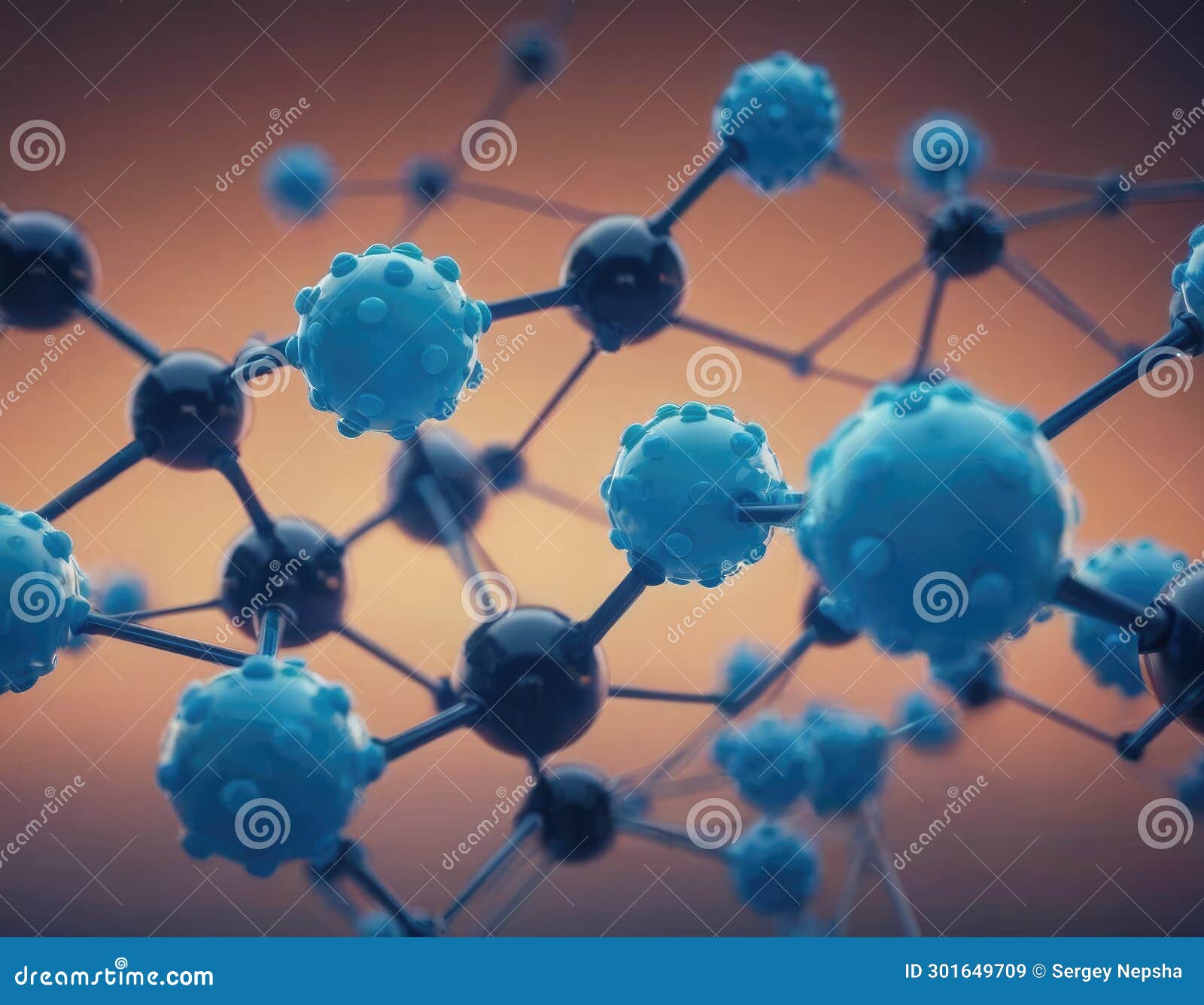 Molecule Arom Model Abstract Structure Consisting or Blue Glowing Dots ...