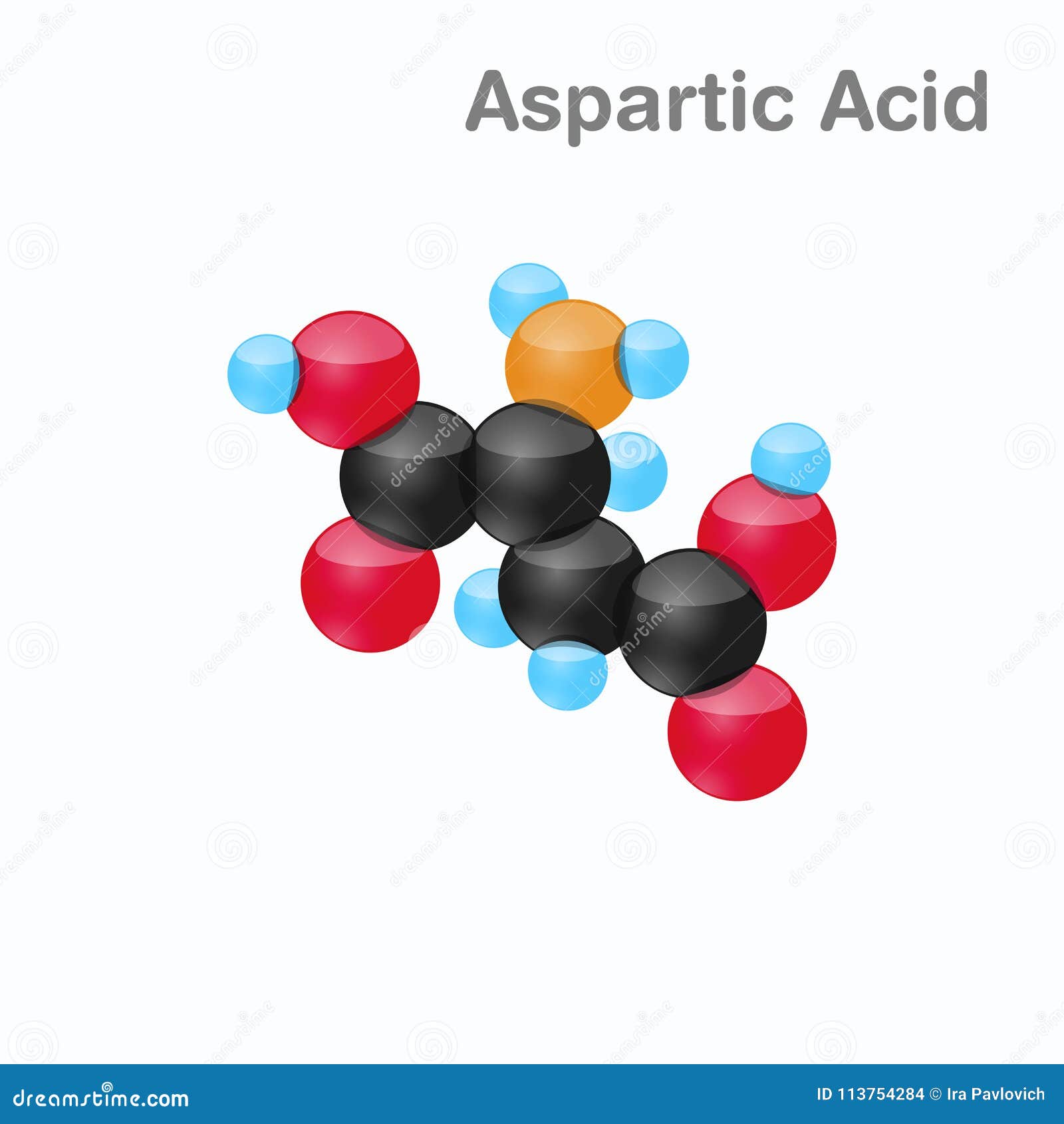 Molecule of Aspartic Acid, Asp, an Amino Acid Used in the Biosynthesis ...