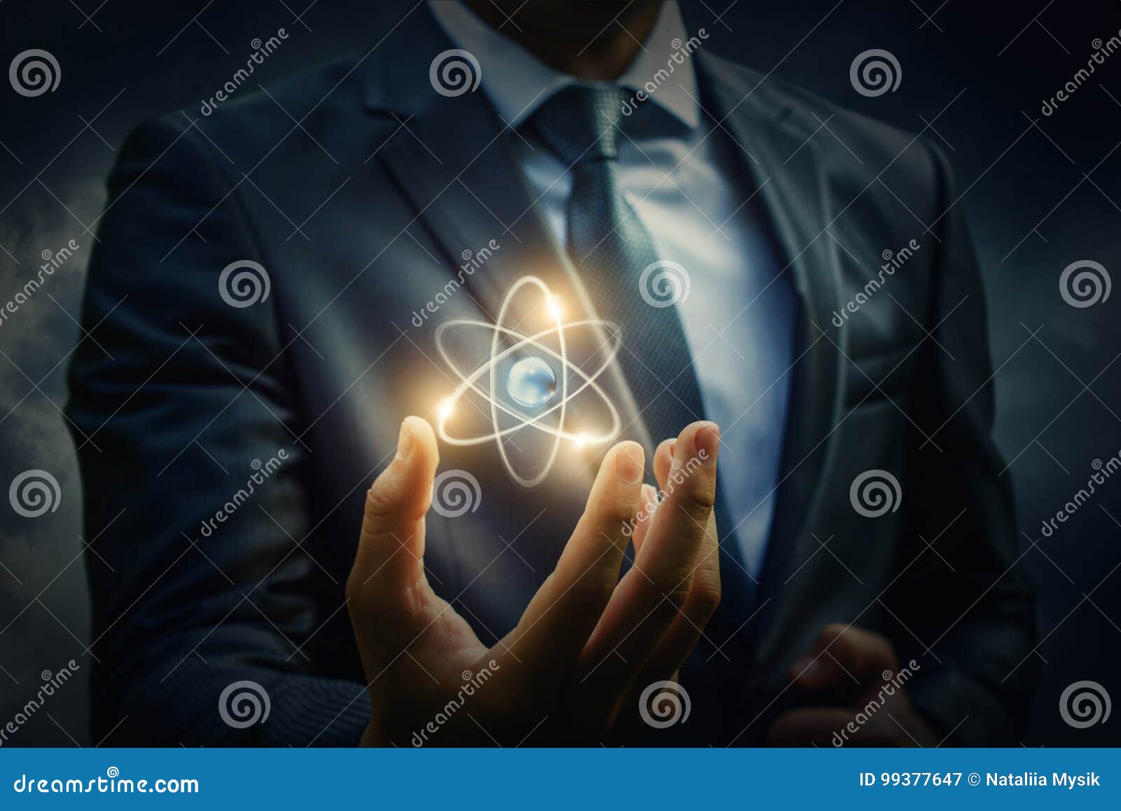 Molecule of an Atom in the Hand . Stock Image - Image of graphic, model ...