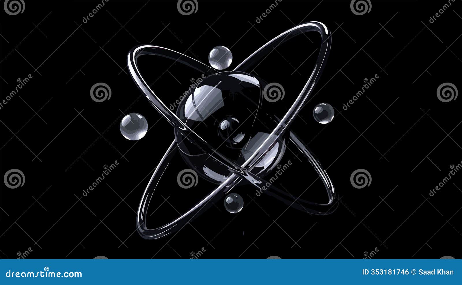 Molecule Atom Structure on Black Background for Scientific ...