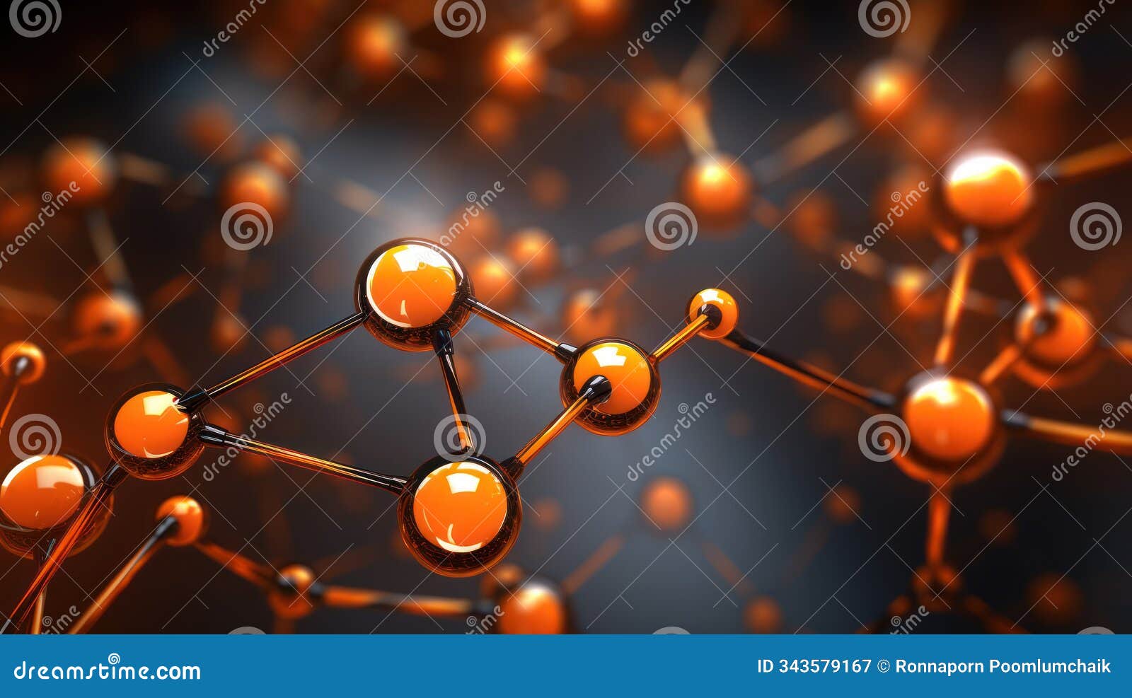 Molecule Background Featuring a 3D Orange and Black Model Stock ...