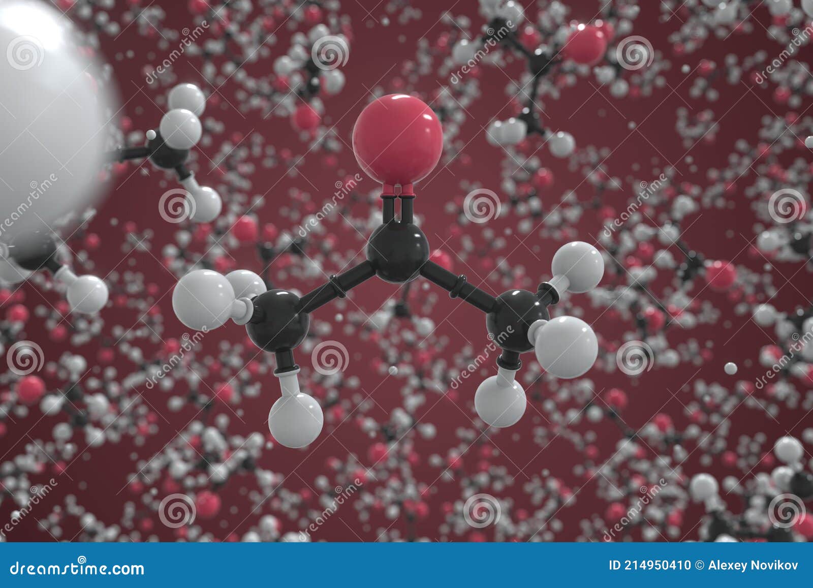 Acetone Molecule, Ball-and-stick Molecular Conceptual Model. Scientific ...