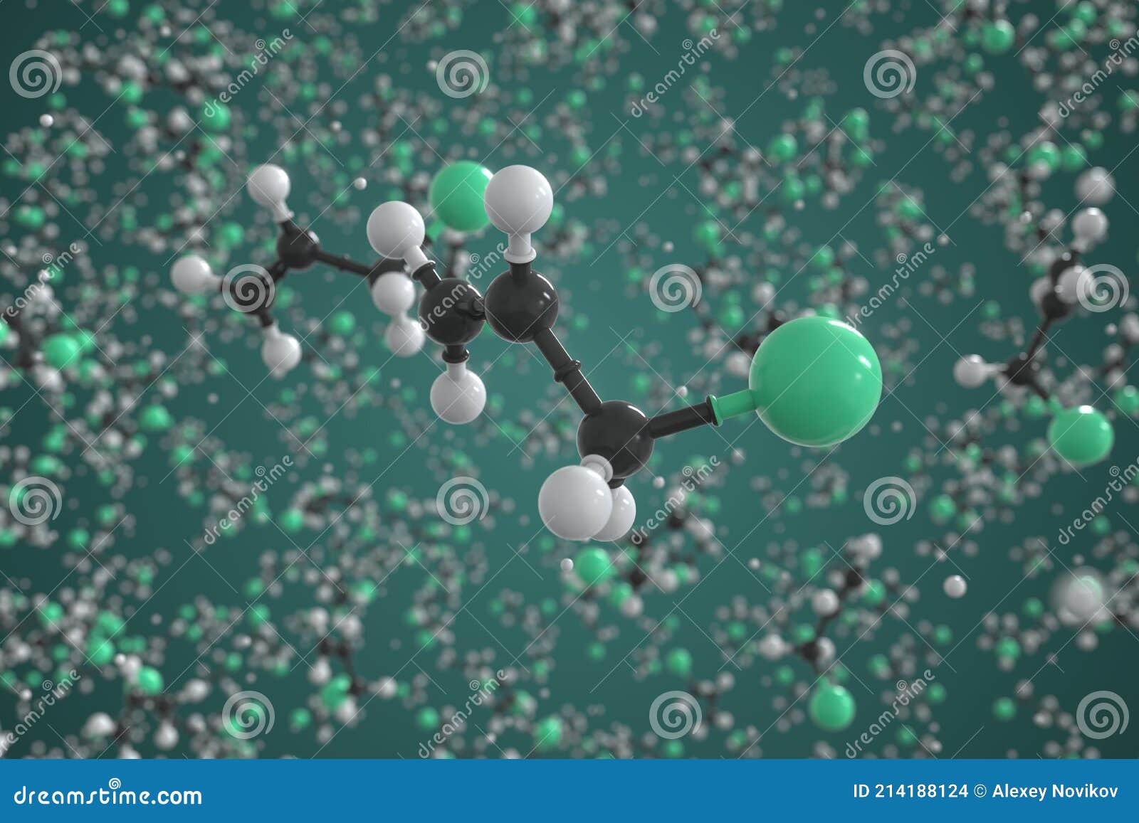 Molecule Of Allyl Chloride, Ball-and-stick Molecular Model. Science ...