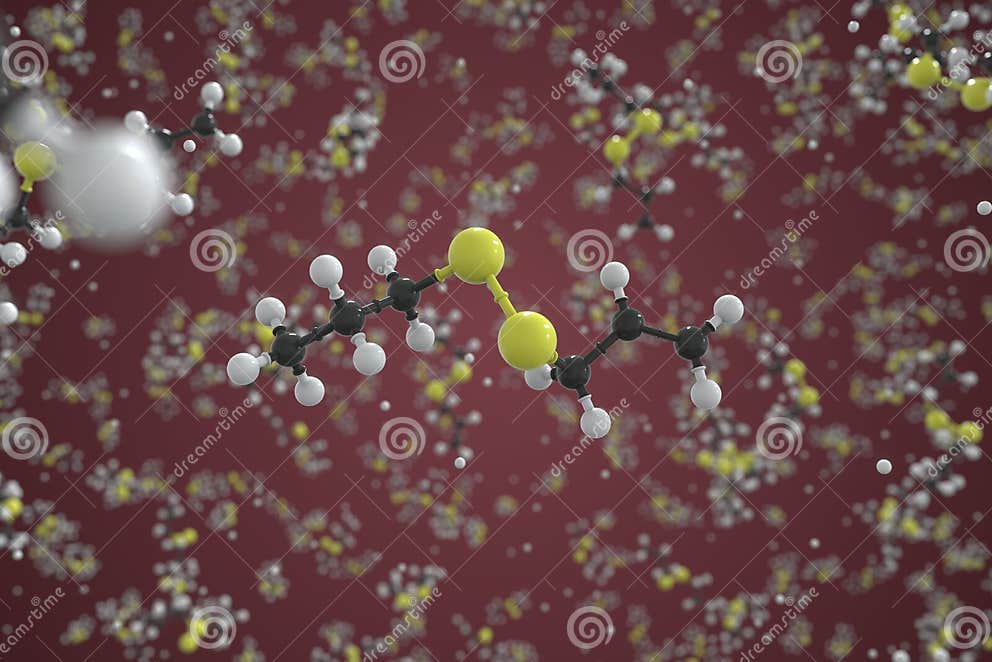 Allyl Propyl Disulfide Molecule. Ball-and-stick Molecular Model ...