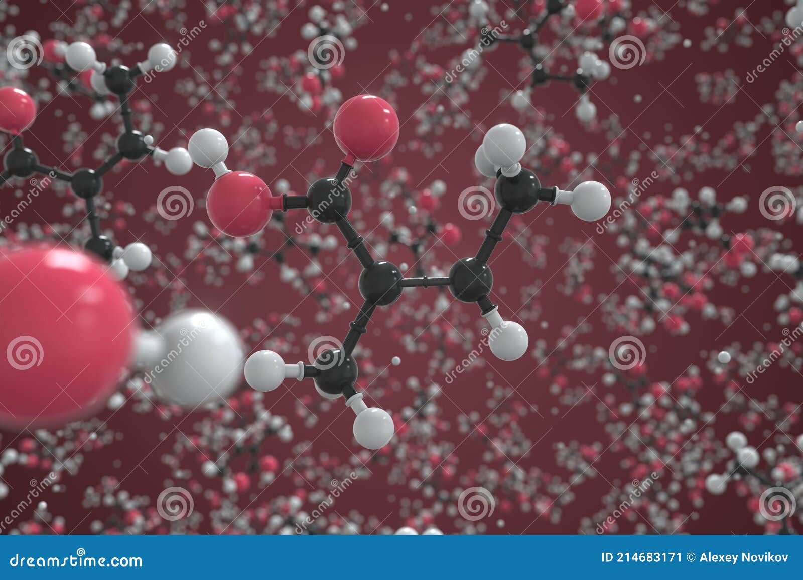 Molecule of Angelic Acid, Ball-and-stick Molecular Model. Science ...
