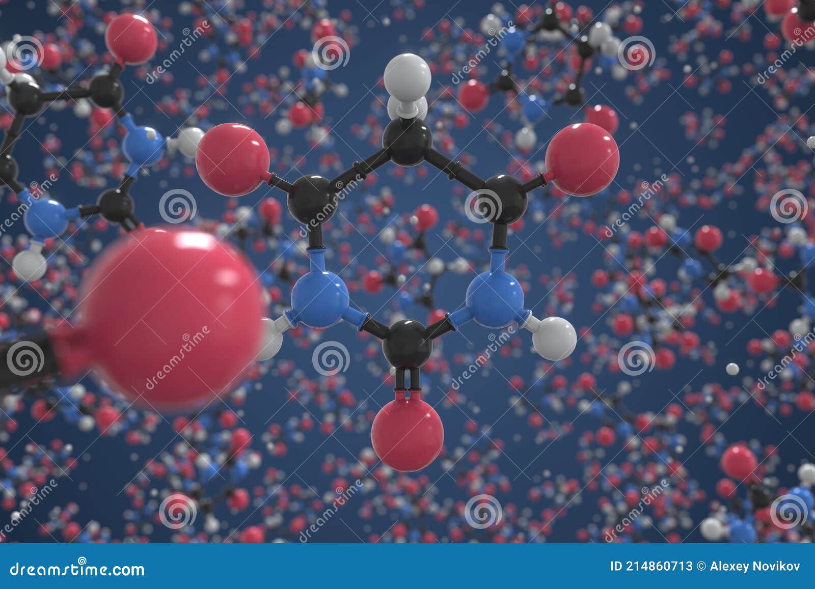 Barbituric Acid Molecule. Ball-and-stick Molecular Model. Chemistry ...