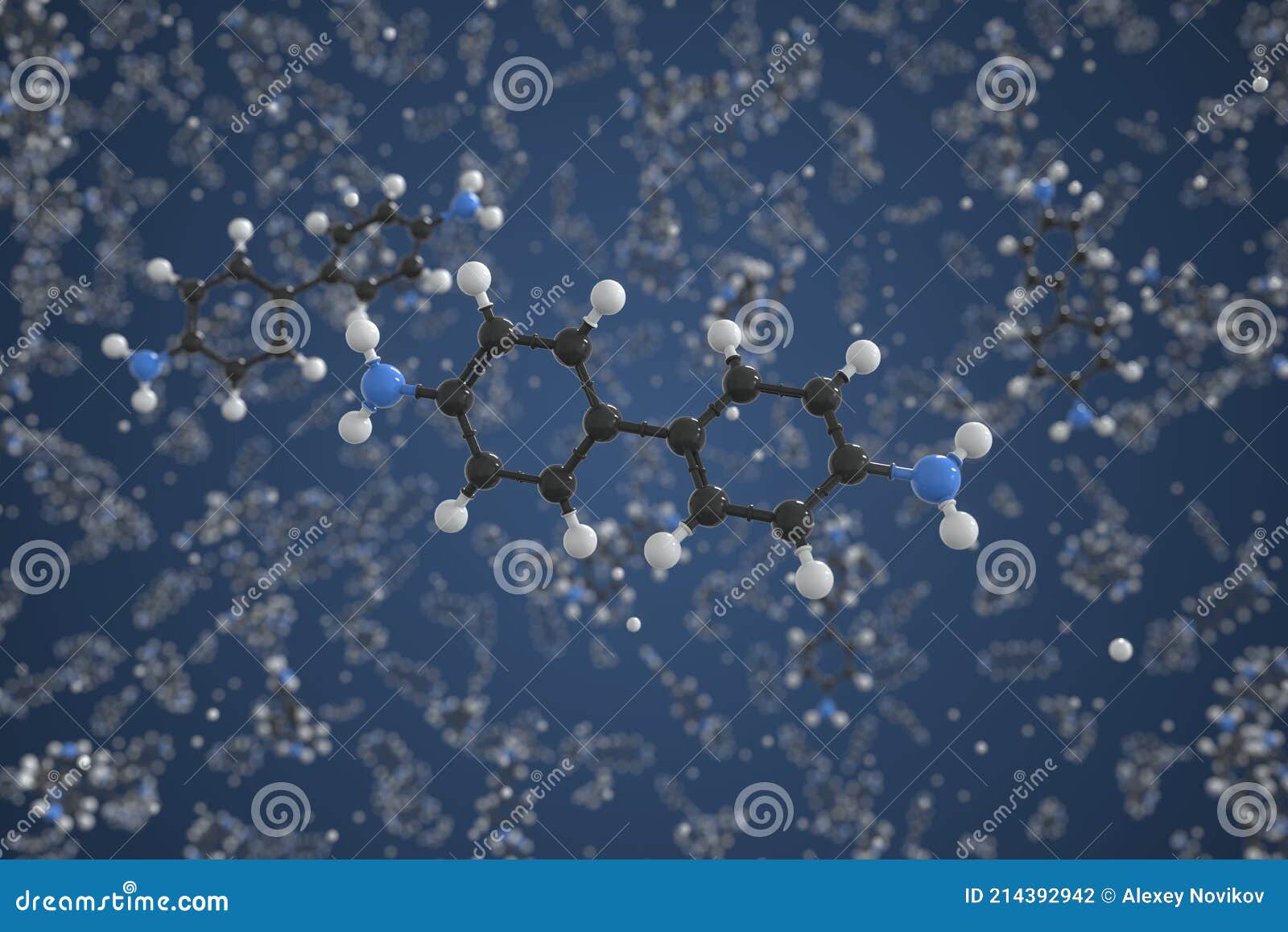 Benzidine Molecule. Ball-and-stick Molecular Model. Chemistry Related ...