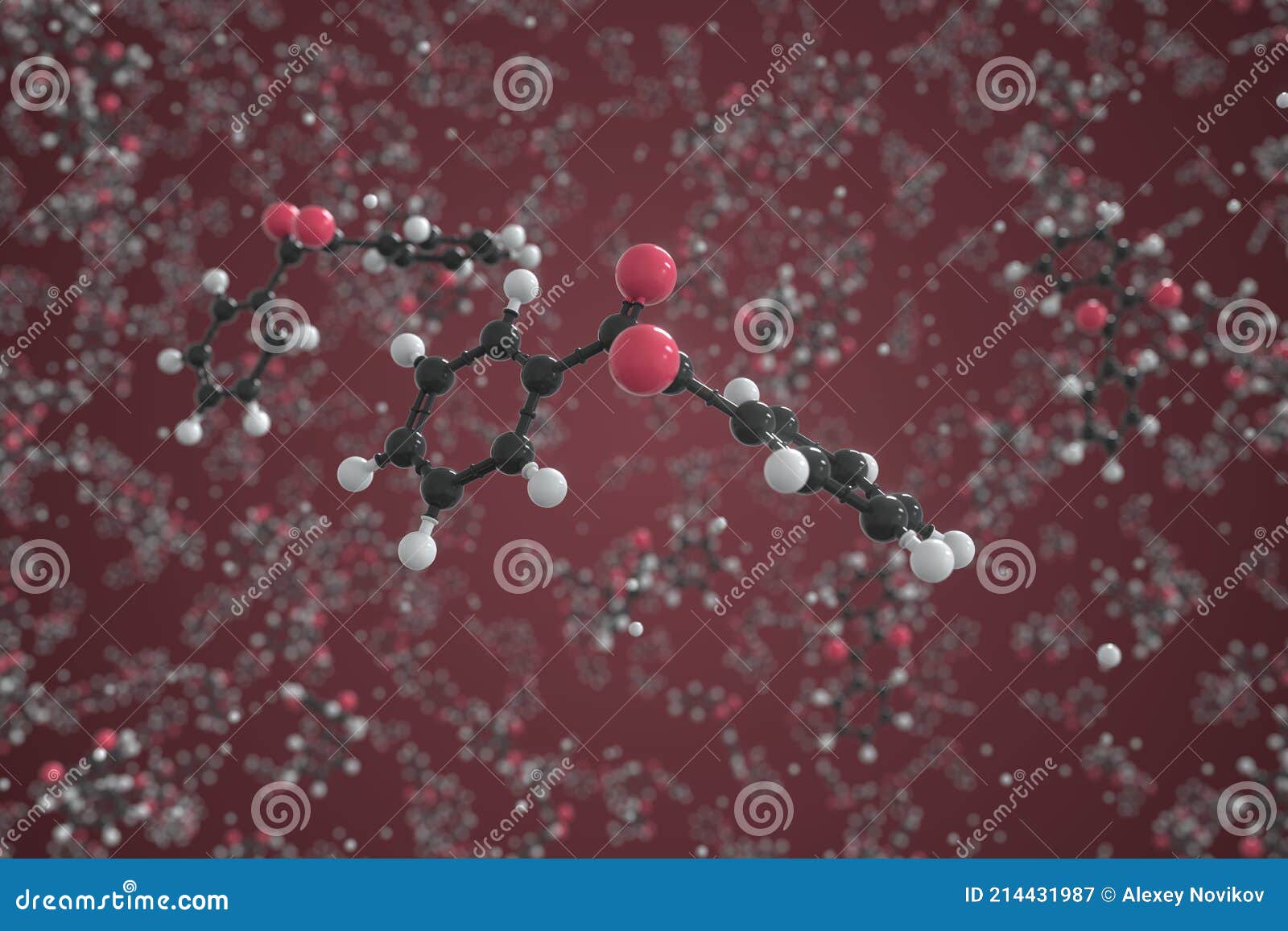 Molecule of Benzil, Ball-and-stick Molecular Model. Science Related 3d ...