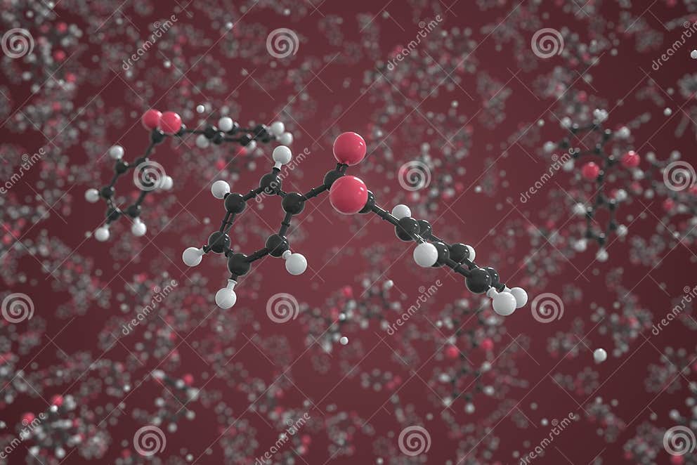 Molecule of Benzil, Ball-and-stick Molecular Model. Science Related 3d ...
