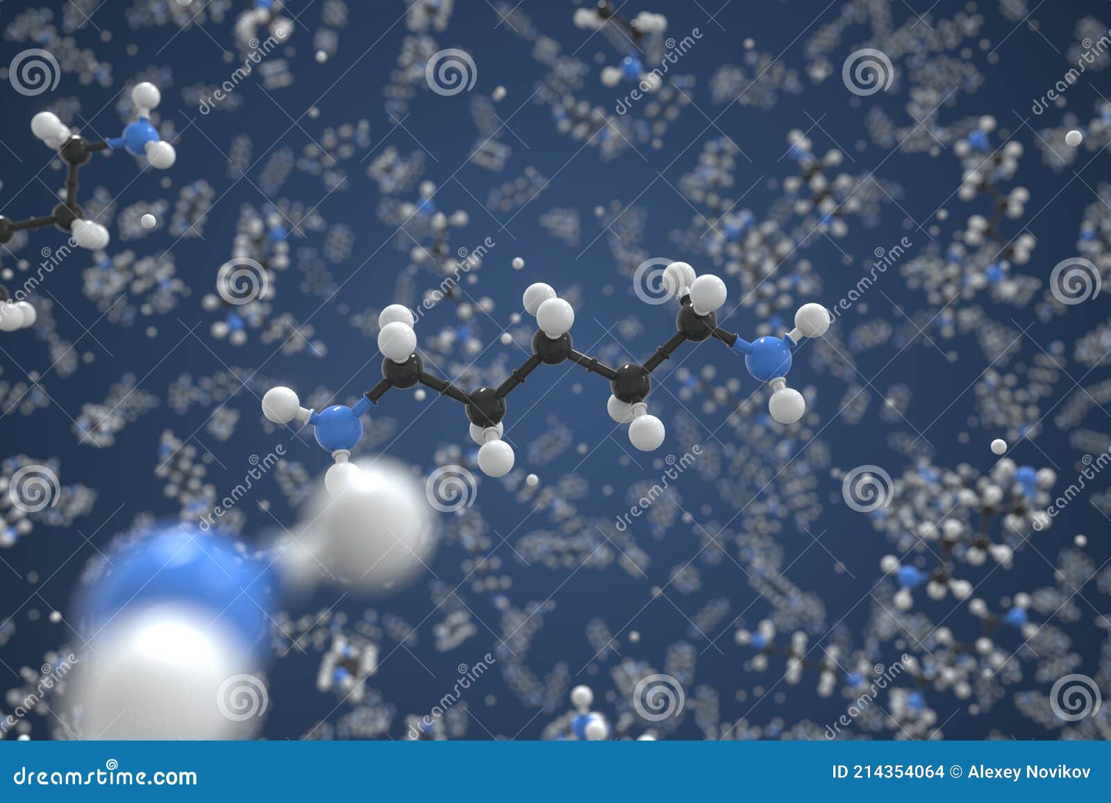 Cadaverine Molecule, Ball-and-stick Molecular Conceptual Model ...