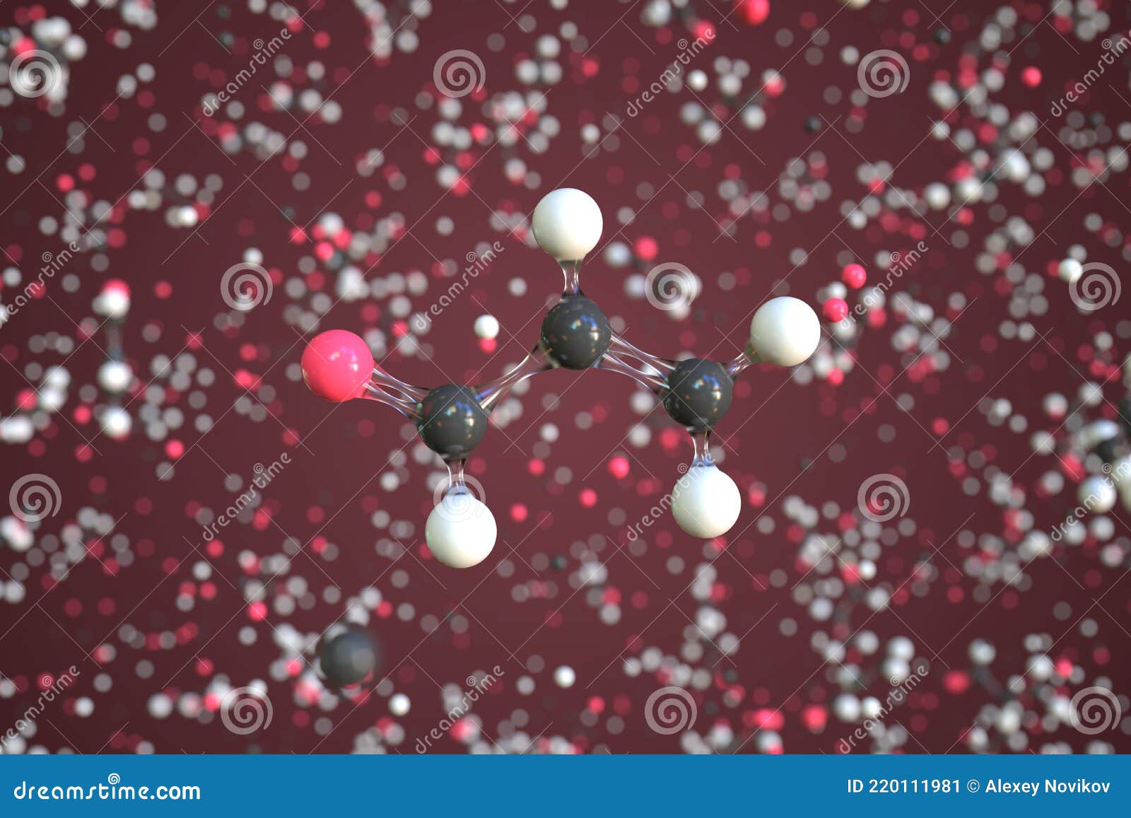 Acrolein Molecular Structure, 3d Model Molecule, Unsaturated Aldehyde ...