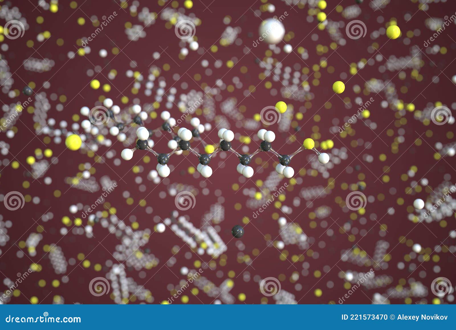 1-octanethiol Molecule, Conceptual Molecular Model. Scientific 3d ...