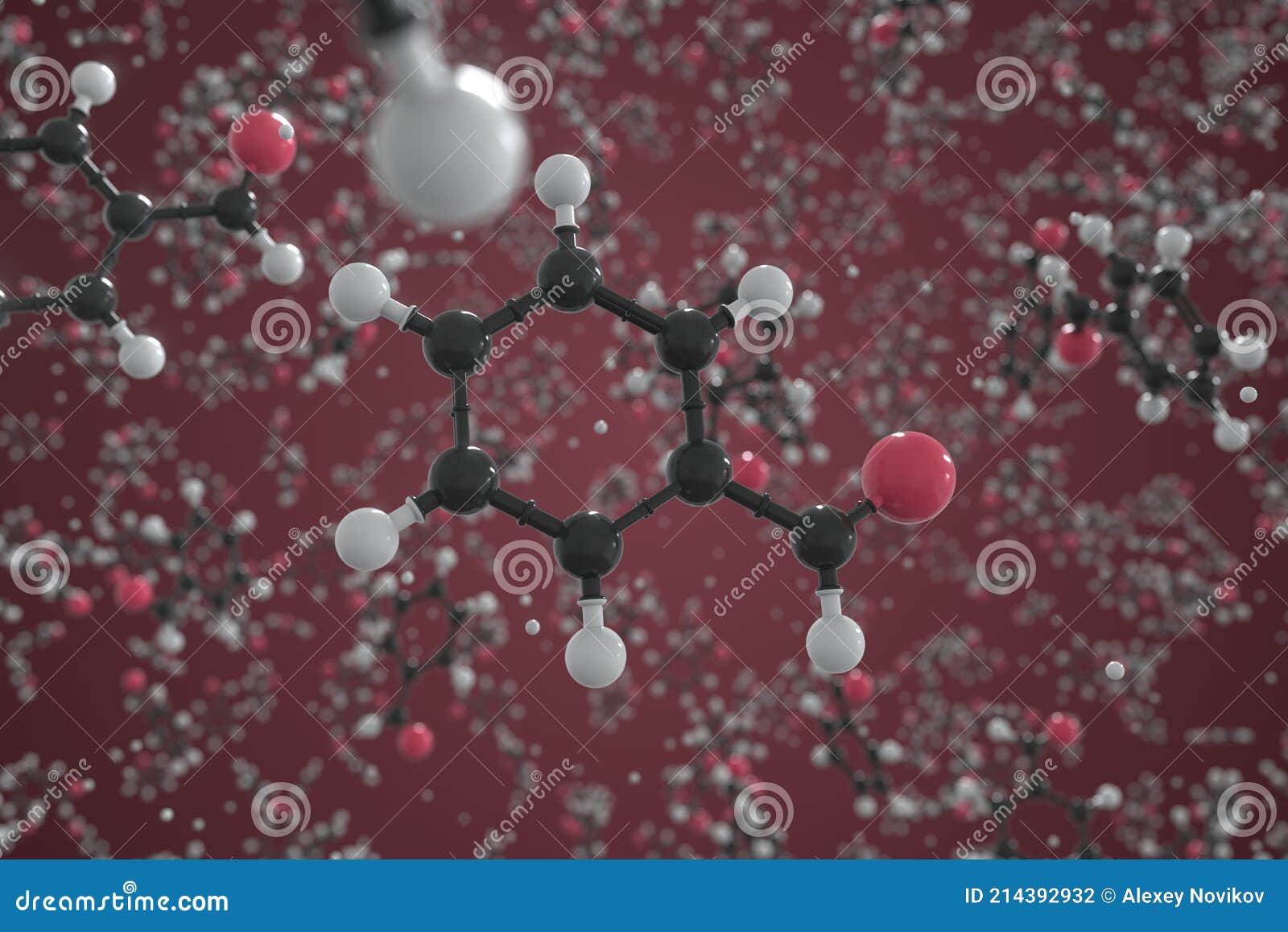 Molecule of Benzaldehyde, Ball-and-stick Molecular Model. Science ...