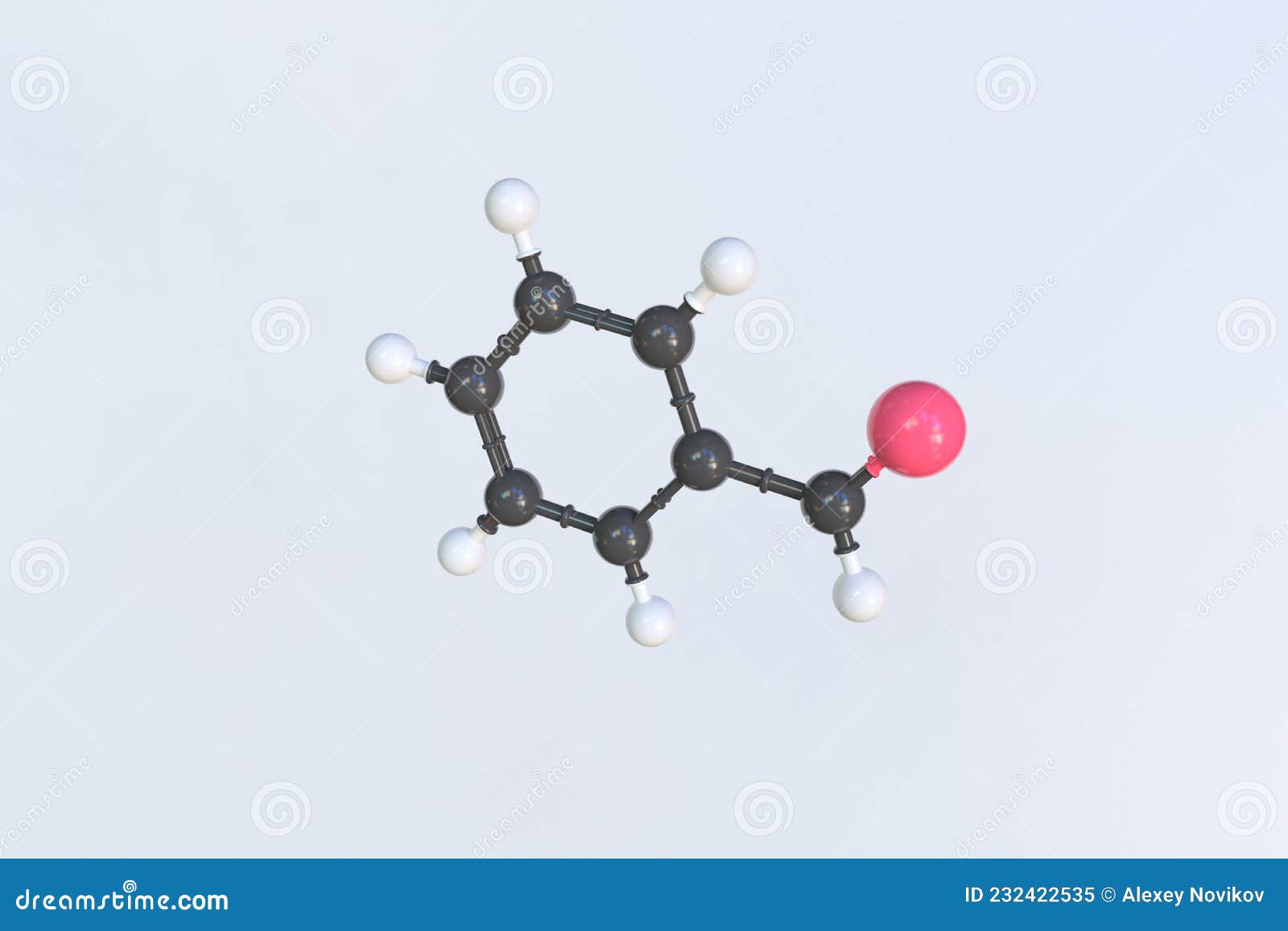 Molecule of Benzaldehyde, Isolated Molecular Model. 3D Rendering Stock ...