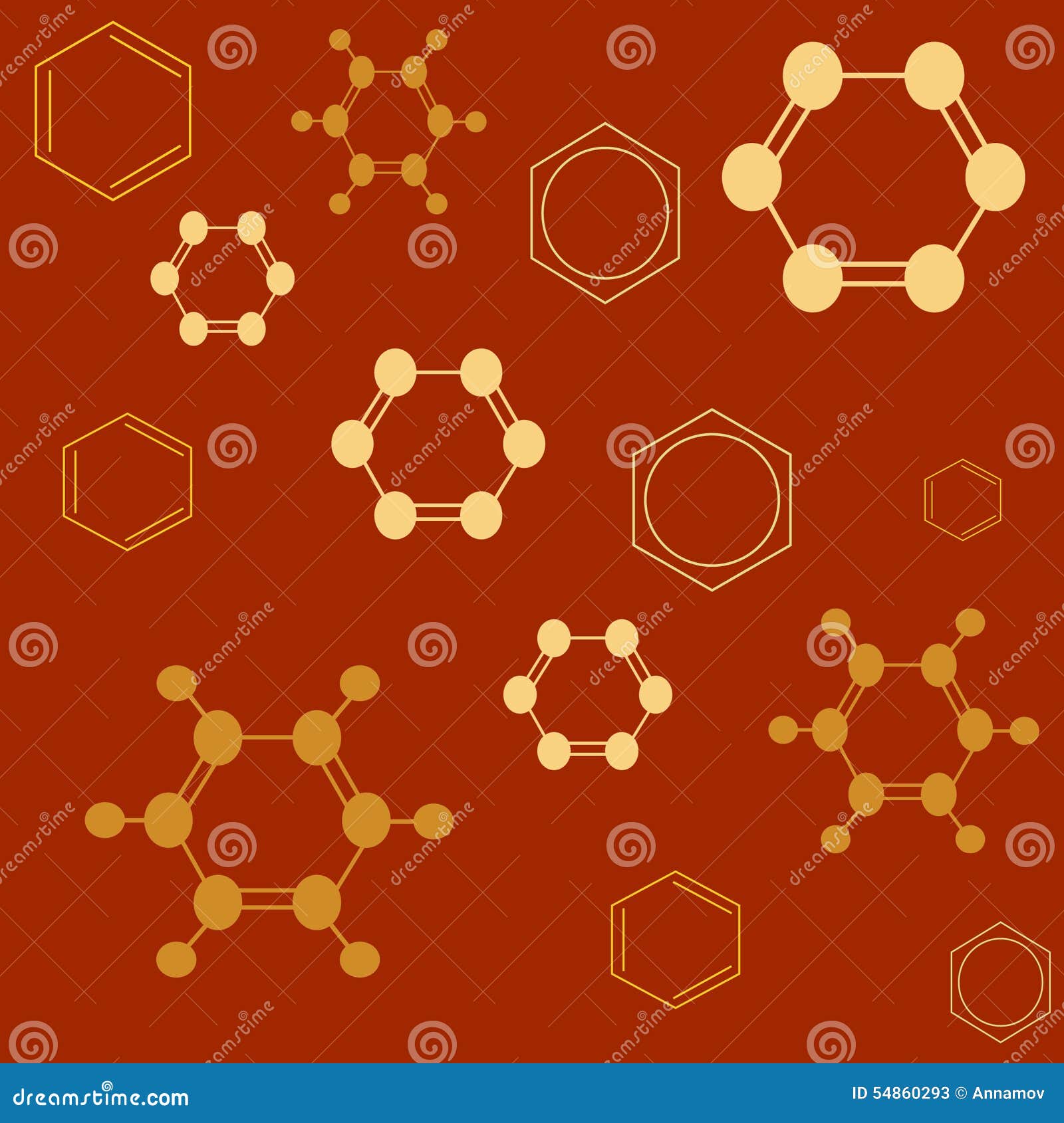 Molecule benzene stock vector. Illustration of seamless - 54860293