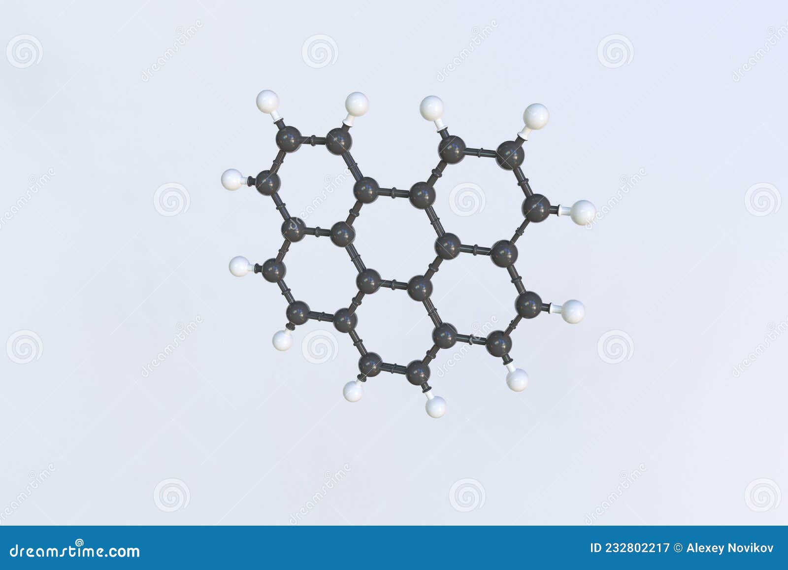 Molecule of Benzo(ghi)perylene, Isolated Molecular Model. 3D Rendering ...