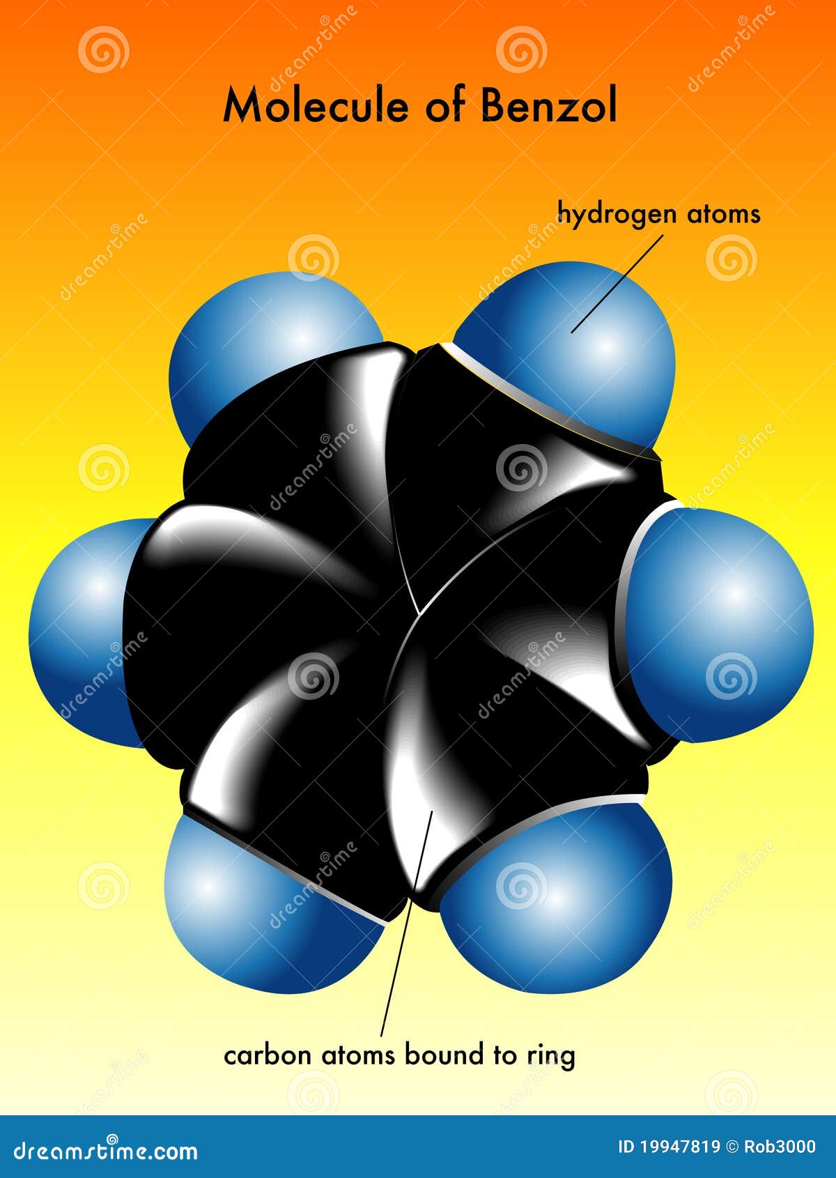 Molecule of benzol stock vector. Illustration of benzol - 19947819