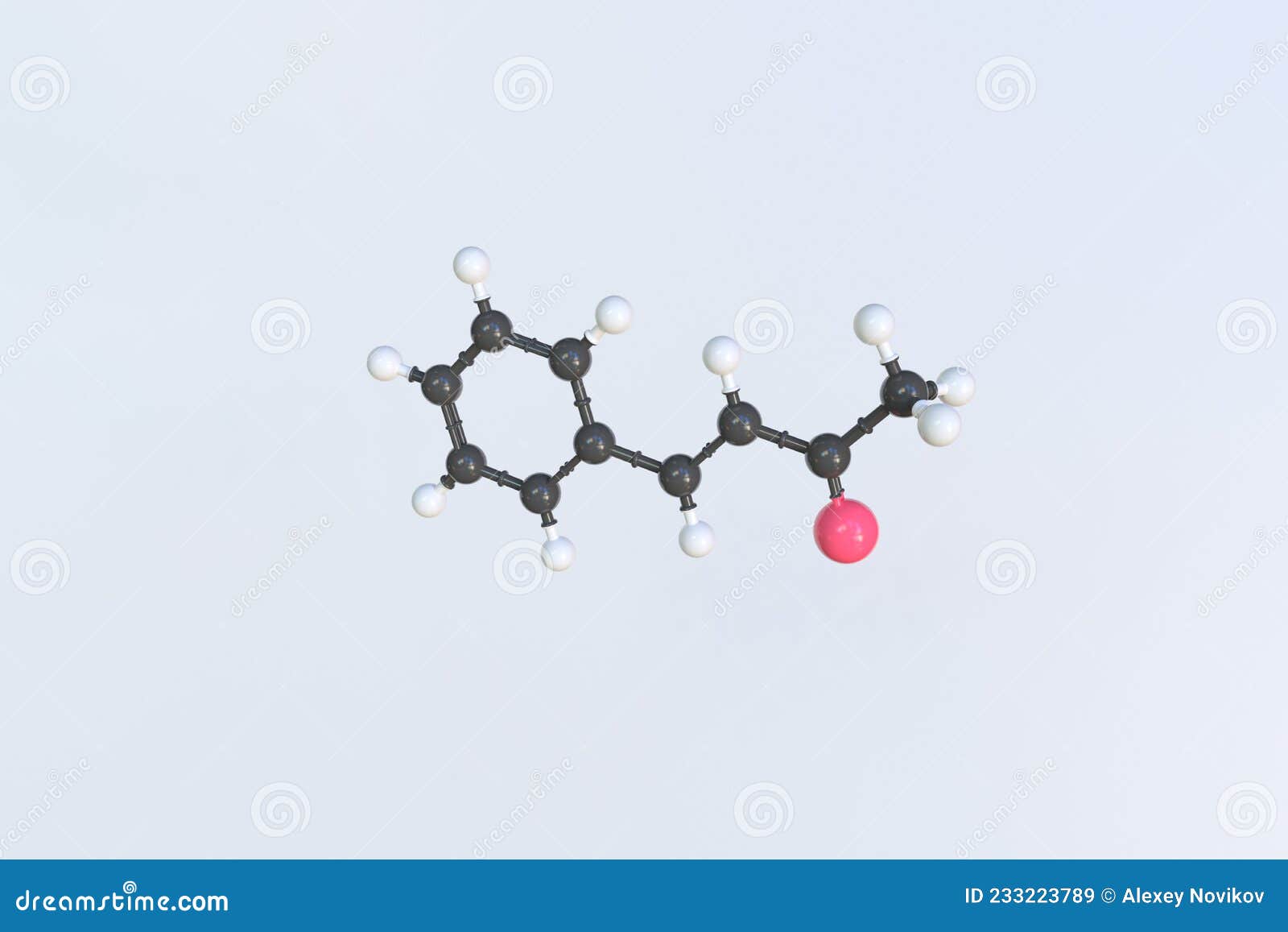 Molecule of Benzylidene Acetone, Isolated Molecular Model. 3D Rendering ...