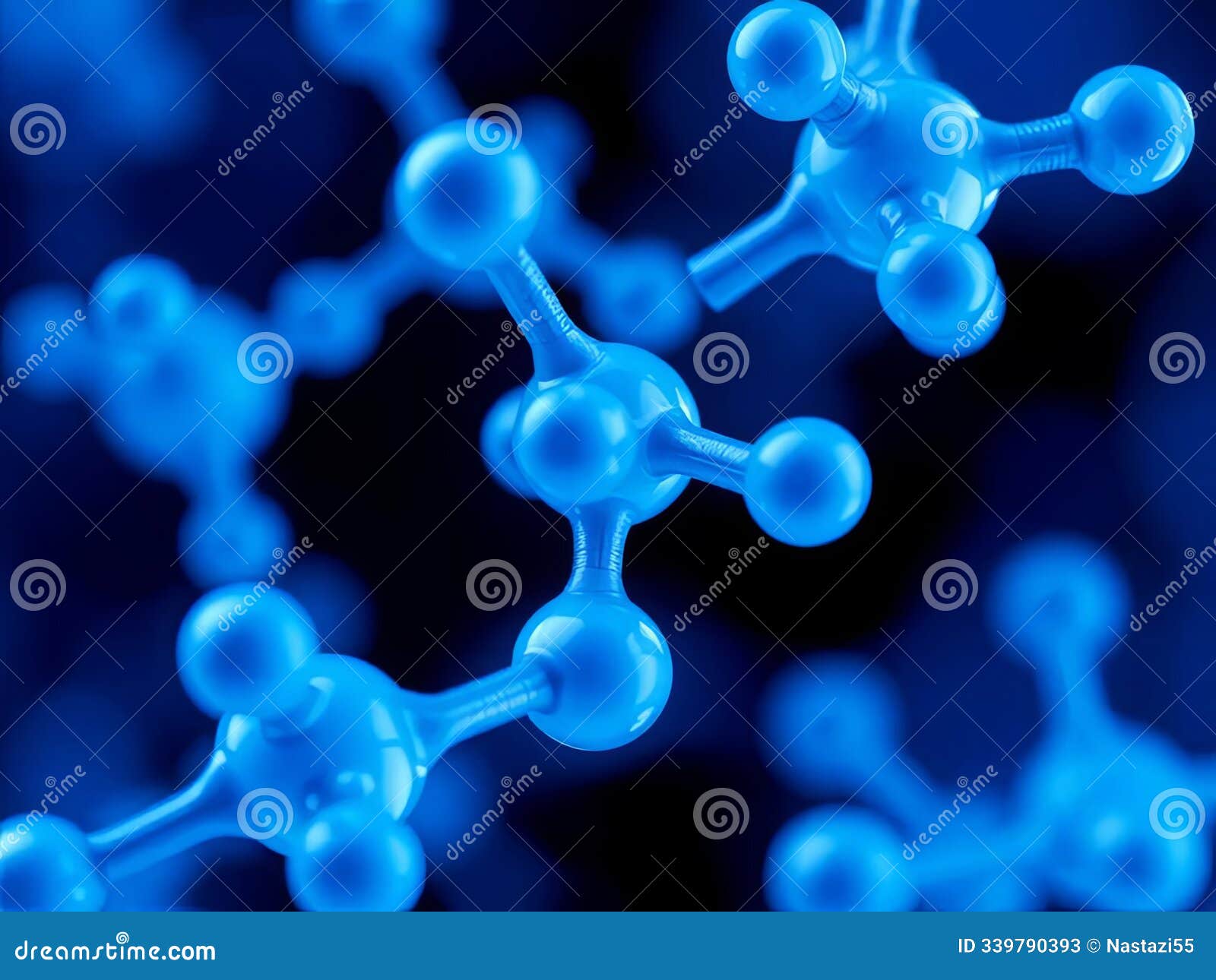 Molecule on a Blue Background, Image of Molecular Structure. Stock ...