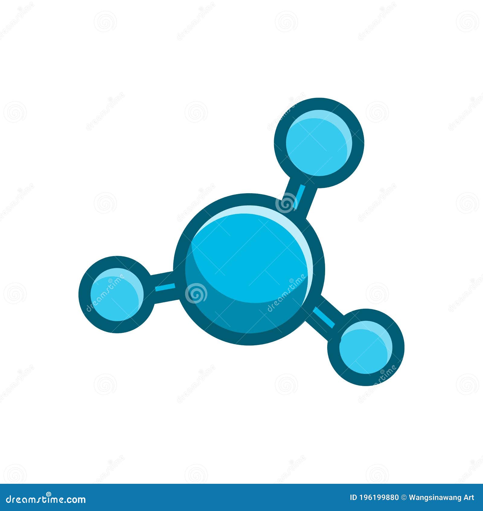 Molecule Blue Icon Vector Illustration Isolated on White Background ...