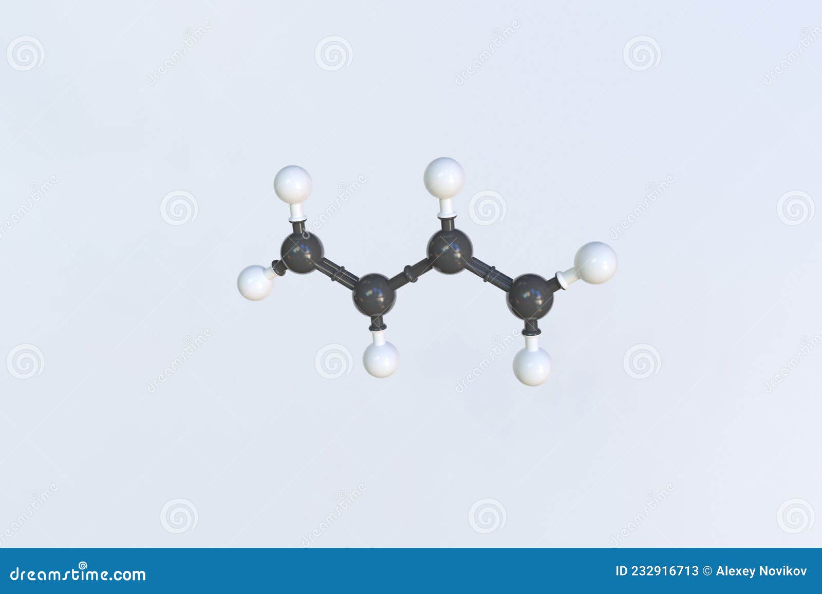 Molecule of 1,3-butadiene, Isolated Molecular Model. 3D Rendering Stock ...